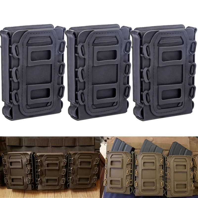 3pcs Tactical Fast Mag Tpr Flexible Molle Magazine Pouch Carrier For ...