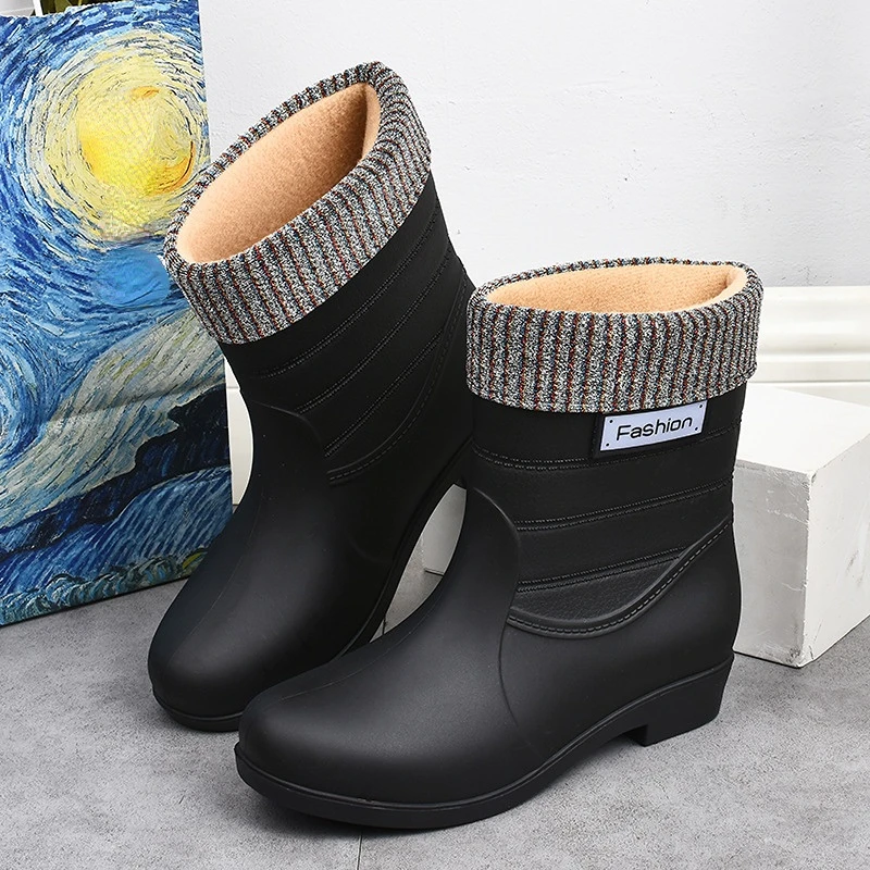 Rubber Boots for Women Rain Shoes Comfort Slip-on Waterproof Galoshes ...