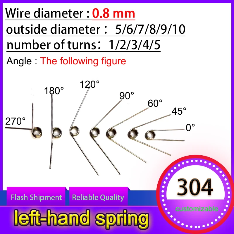 5PCS-Wire-diameter-0-8mm-Left-Rotation-Spring-left-Torsion-Spring ...