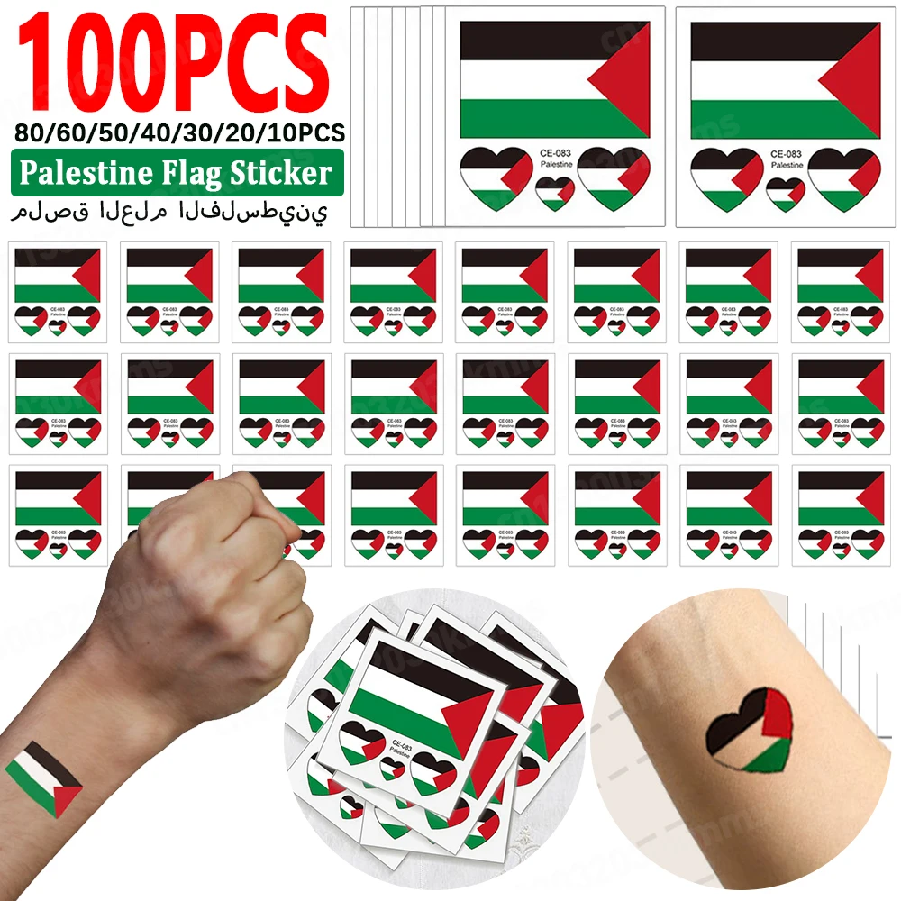 10-100pcs-Palestine-Face-Arm-Stickers-Water-Transfer-Sticker-Vibrant ...