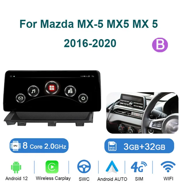 Android 12 Car Radio For Mazda MX-5 MX5 MX 5 2016-2020 with Adapter ...