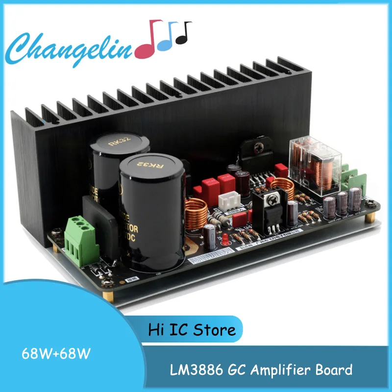 Dual Channel Audio Amplifier Board, Amplificadores HiFi, LM3886 GC, 68W ...