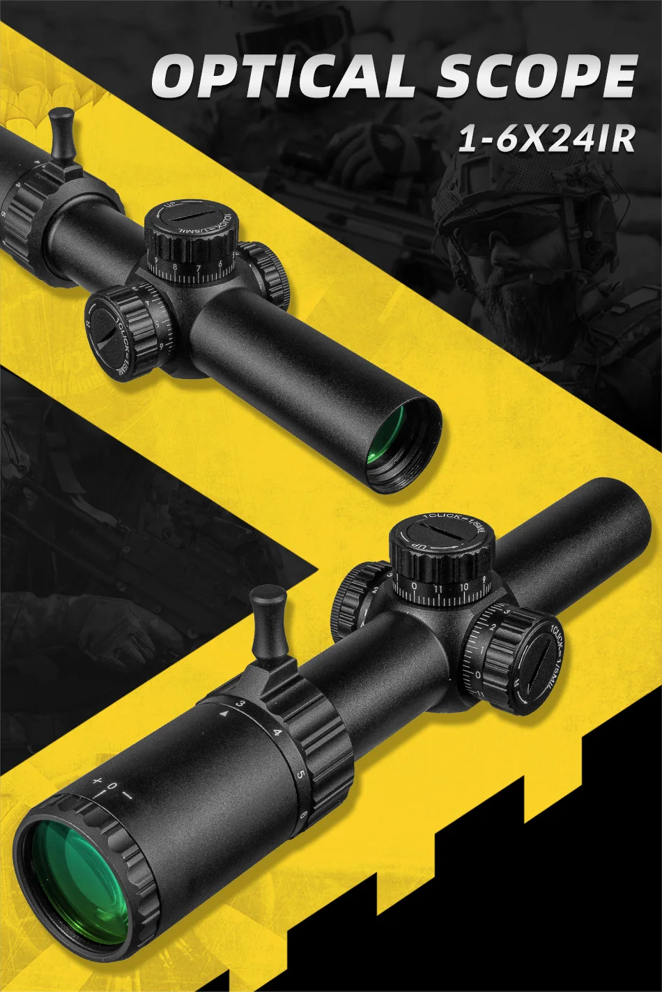 FIRE WOLF HD 1-6X24 IR Compact Hunting Scope Tactical Rifle Scopes ...