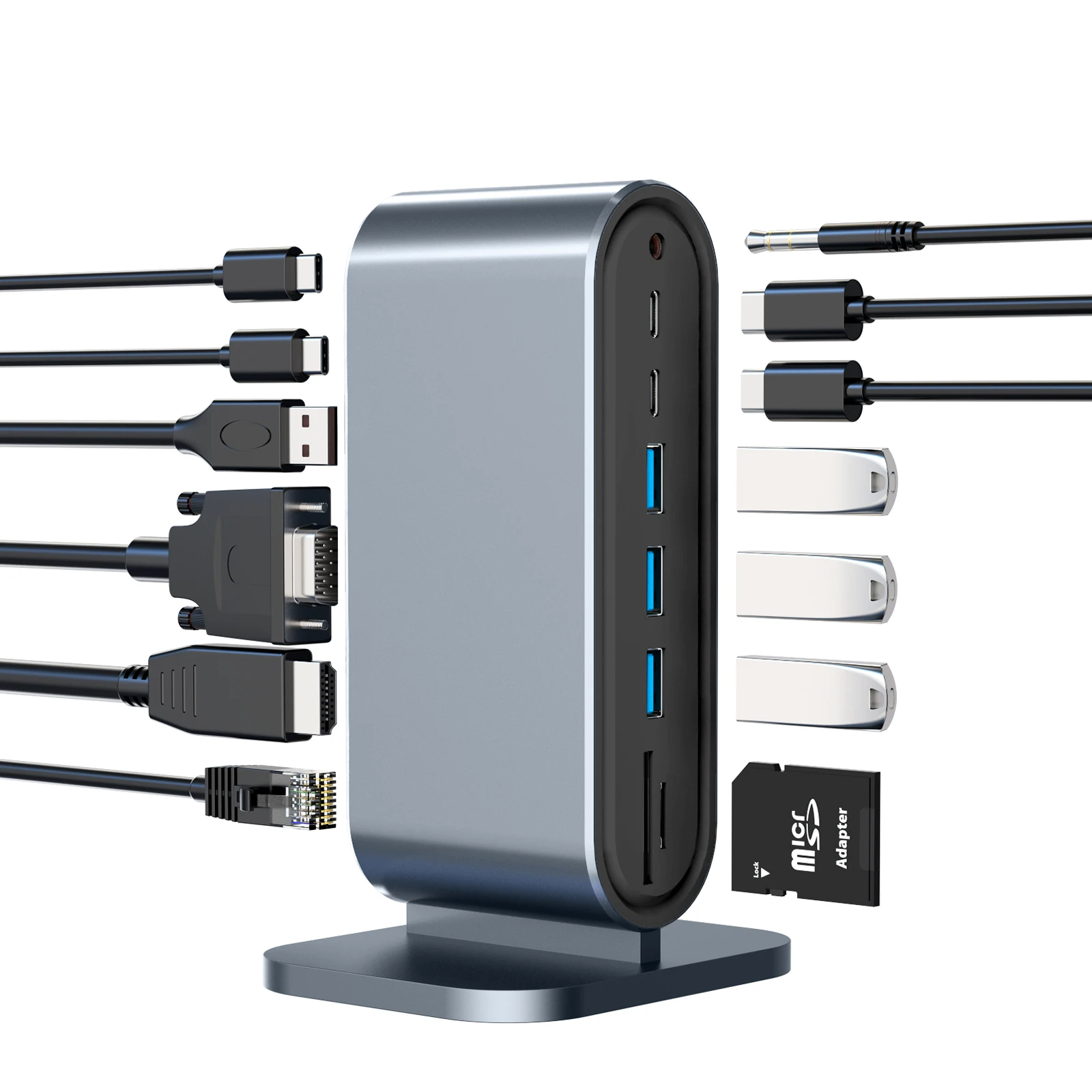 Usb C 타입 허브 Usb C 수직 도크 스테이션 4k 썬더볼트 허브 30 Tf Sd 리더 이더넷 네트워크 맥북