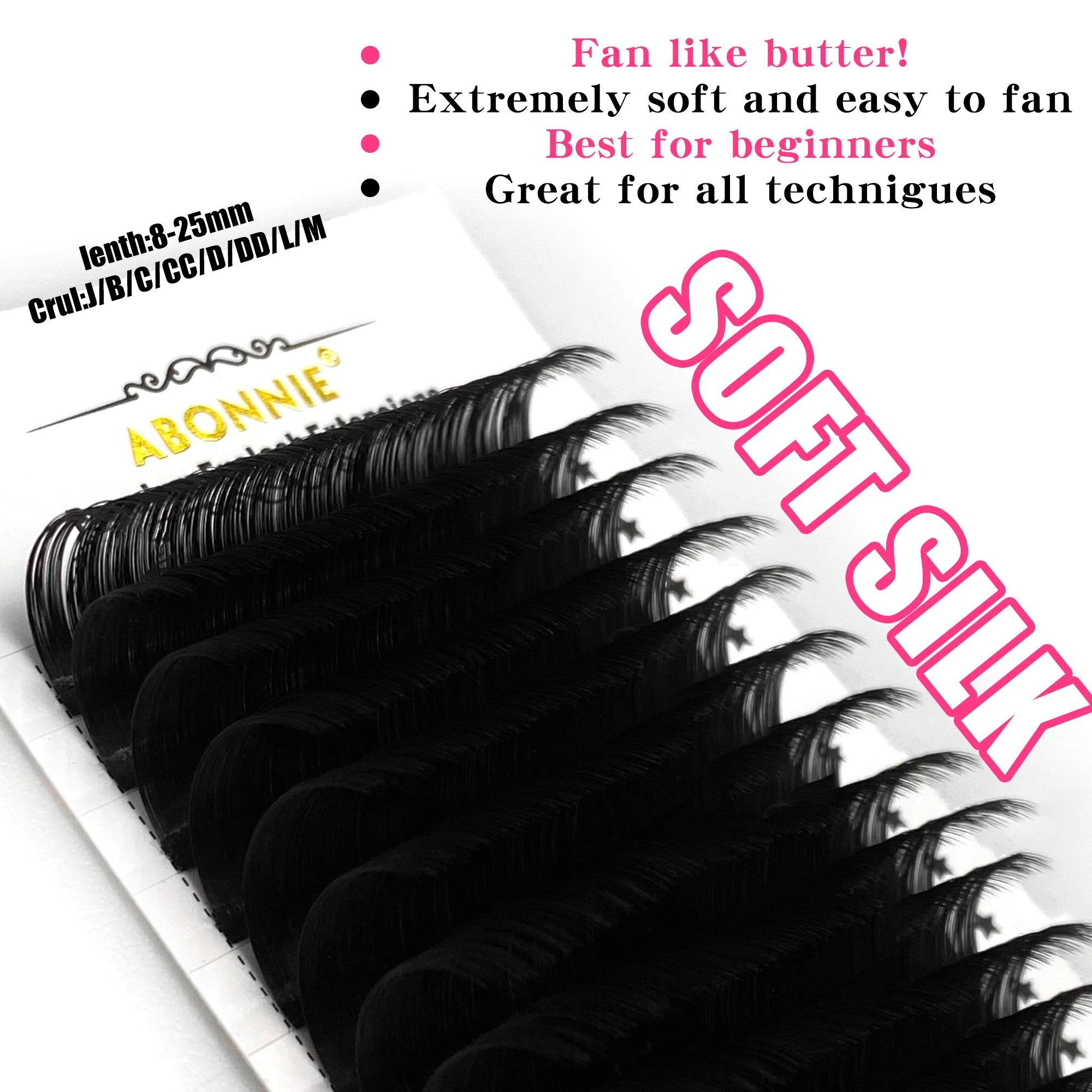 ABONNIE 16 Rows Eyelash Extension Faux Mink Individual Eyelash Lashes ...