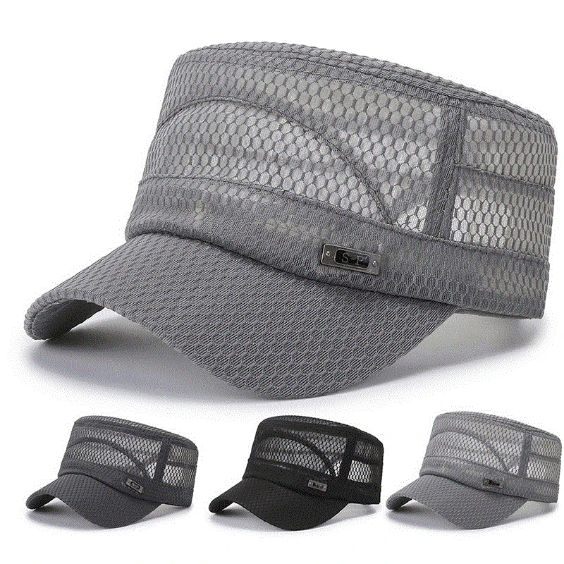 Sommer Männer der Sommer Hut Mesh Military Caps Flache Top Hysterese ...