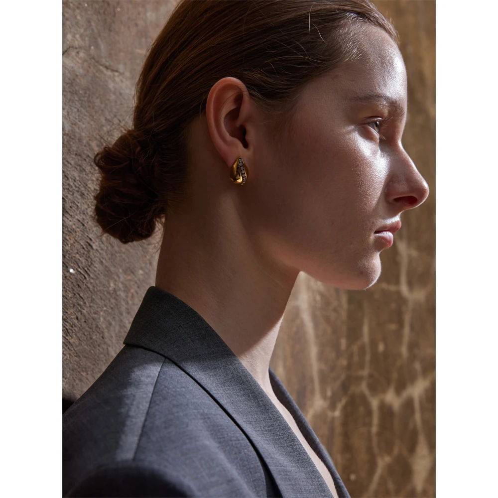 Ατσάλινα γυναικεία σκουλαρίκια Water Drop 18k – Kosmo Jewellery