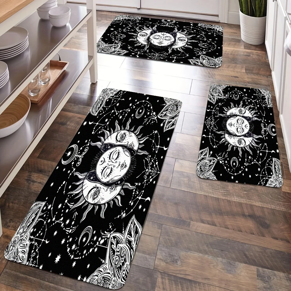 Black-and-White-Sun-Moon-Kitchen-Mat-for-Floor-Room-Bedroom-Nordic ...