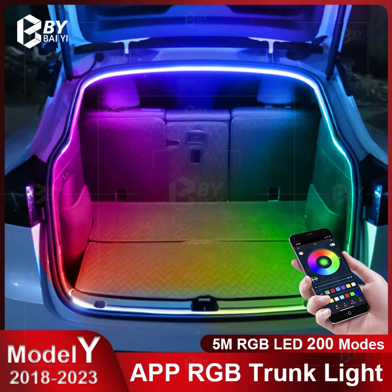 For Tesla Model Y 2021-2024 Frunk Brighten LED Strip APP Control RGB ...