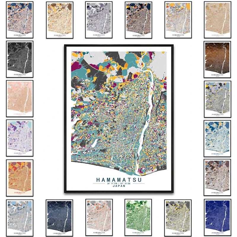 Hamamatsu-Japan-Colour-World-City-Map-Abstract-Canvas-Paintings-Wall ...