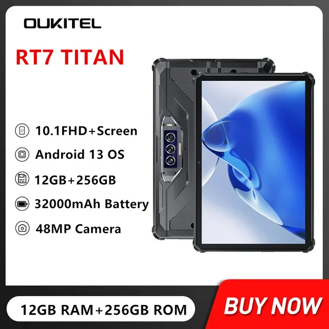 Oukitel RT7 TITAN 5G Rugged Tablet PC 12GB+256GB Android 13 Pad 10 ...