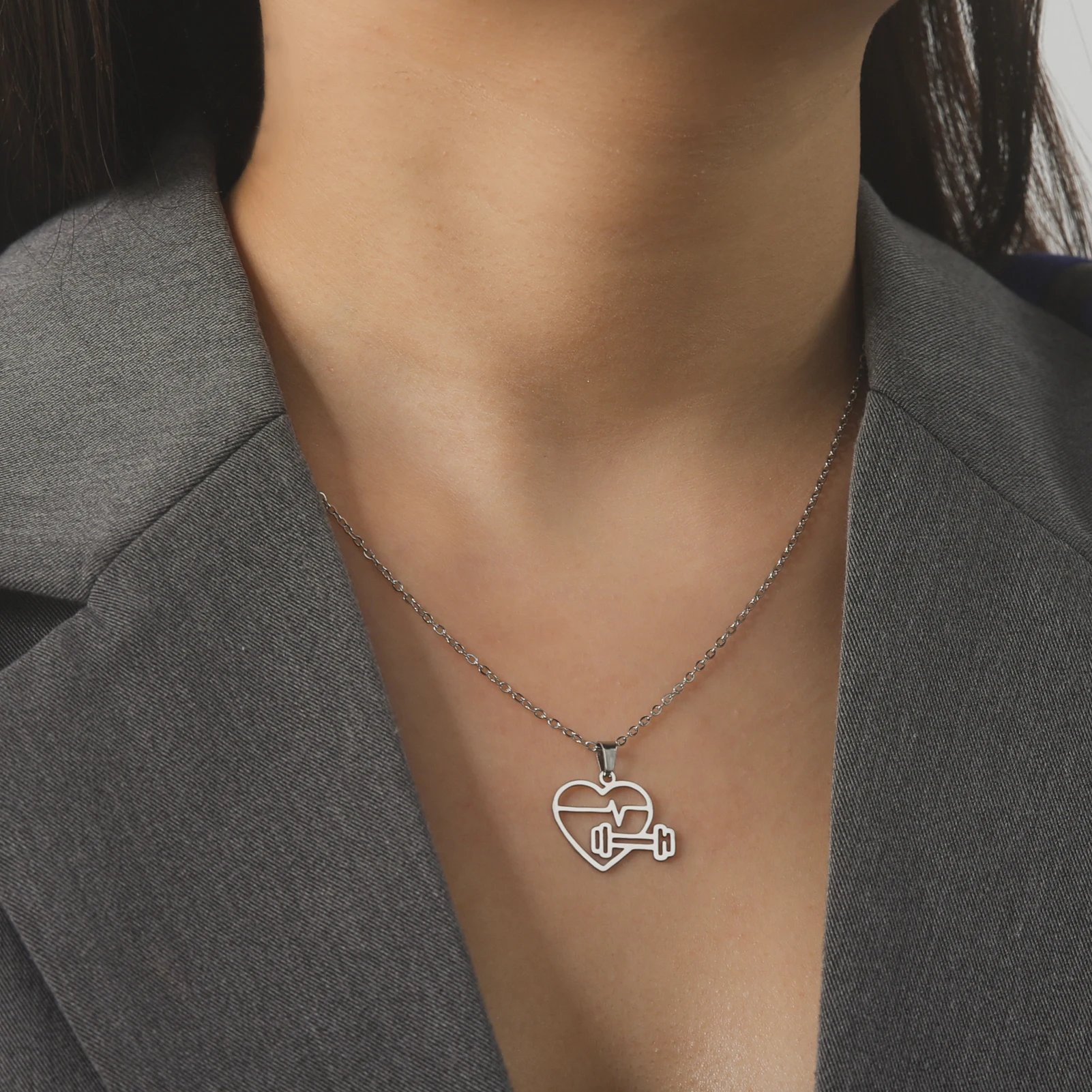 Skyrim-Heartbeat-Dumbbell-Pendant-Necklaces-Women-Stainless-Steel ...