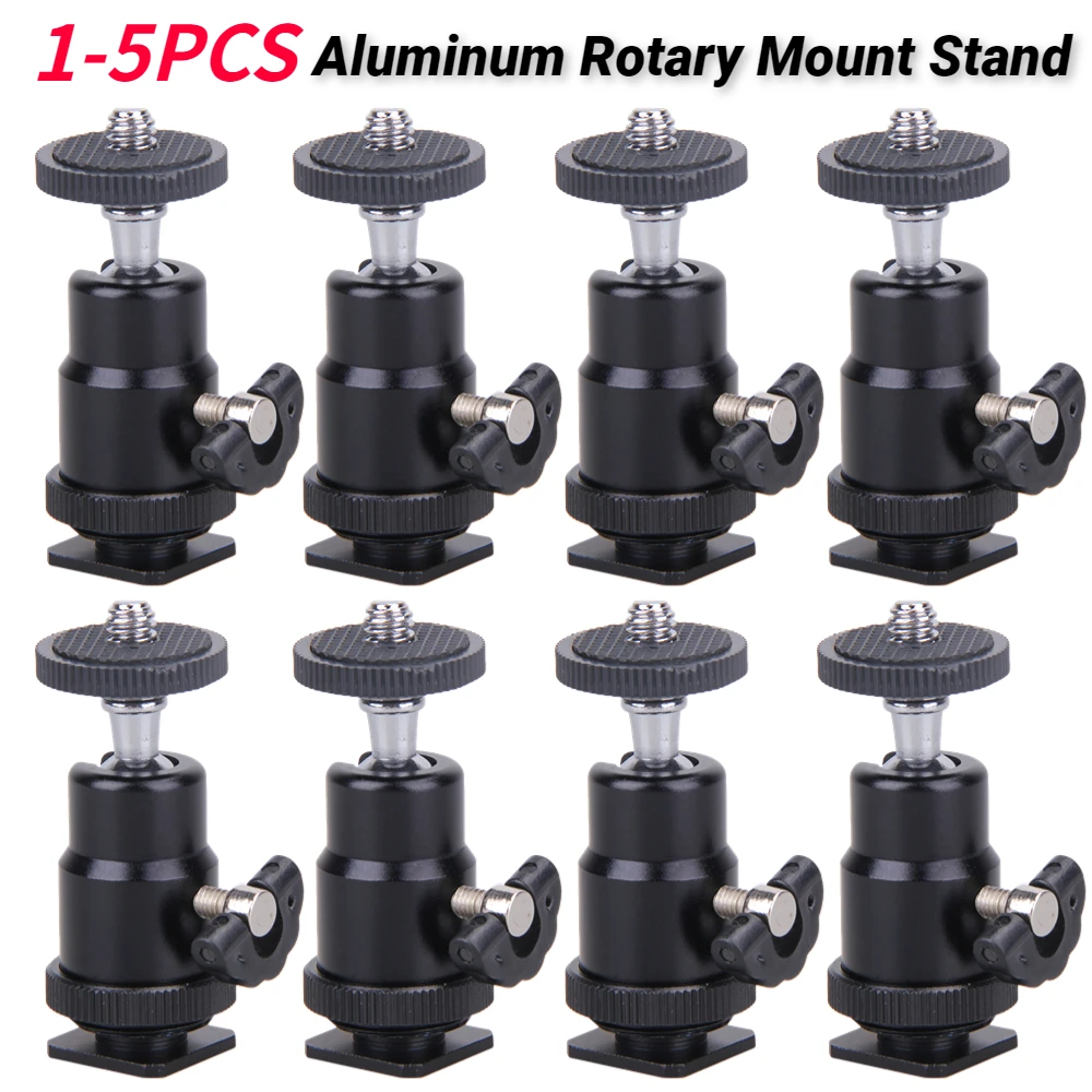 1-5PCS Aluminum Rotary Mount Stand 1/4 Hot Shoe Adapter Metal Tripod ...