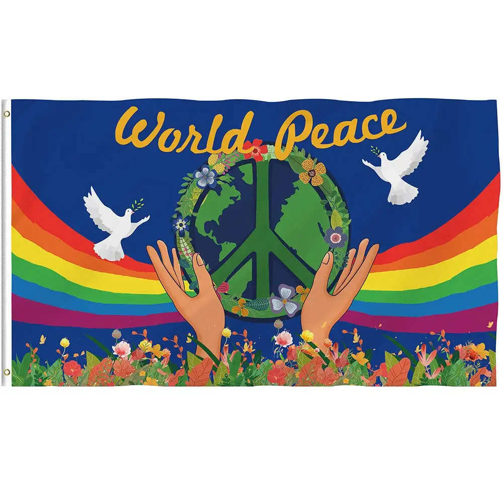 World Peace Flag UV Fade Resistant Double Stitched Peace and Love World ...