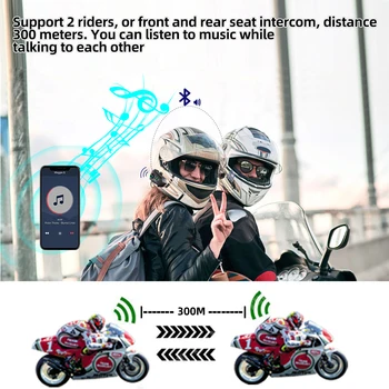 Kebidumei YP10 Bluetooth Motorcycle Helmet Intercom 300M Wireless ...