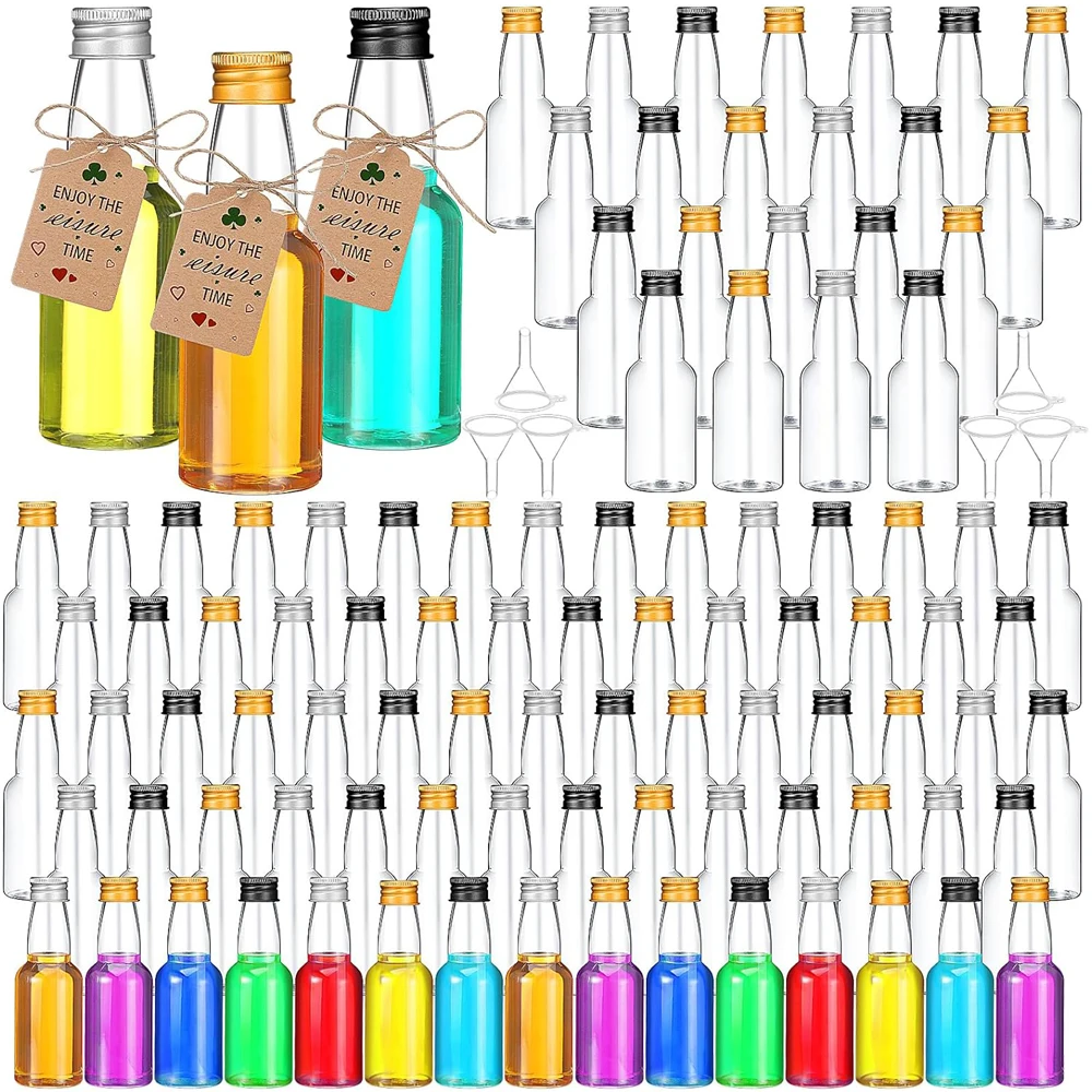 1-7oz-Mini-Liquor-Bottles-Set-with-Funnels-Caps-Label-Plastic-Alcohol ...