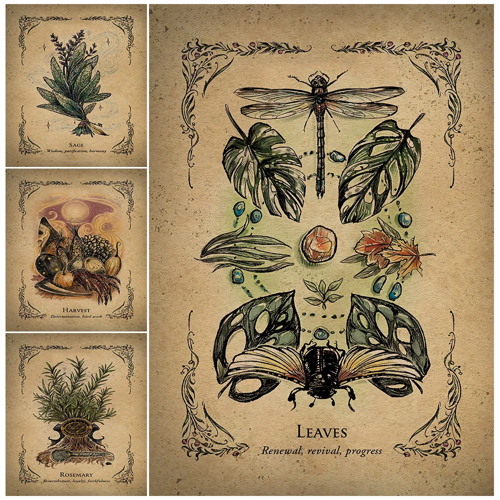 Green-Witch-Nature-Witchcraft-Vintage-Wall-Art-Canvas-Painting-Wisdom ...