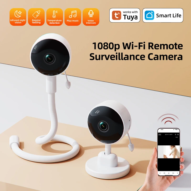 DANMINI 1080P Tuya Smart Baby Monitor Camera Indoor IP Camera Two Way ...