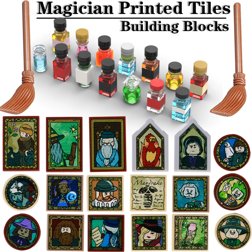 Custom-Magician-Printed-Tiles-Building-Blocks-Wizard-Medieval-Famous ...
