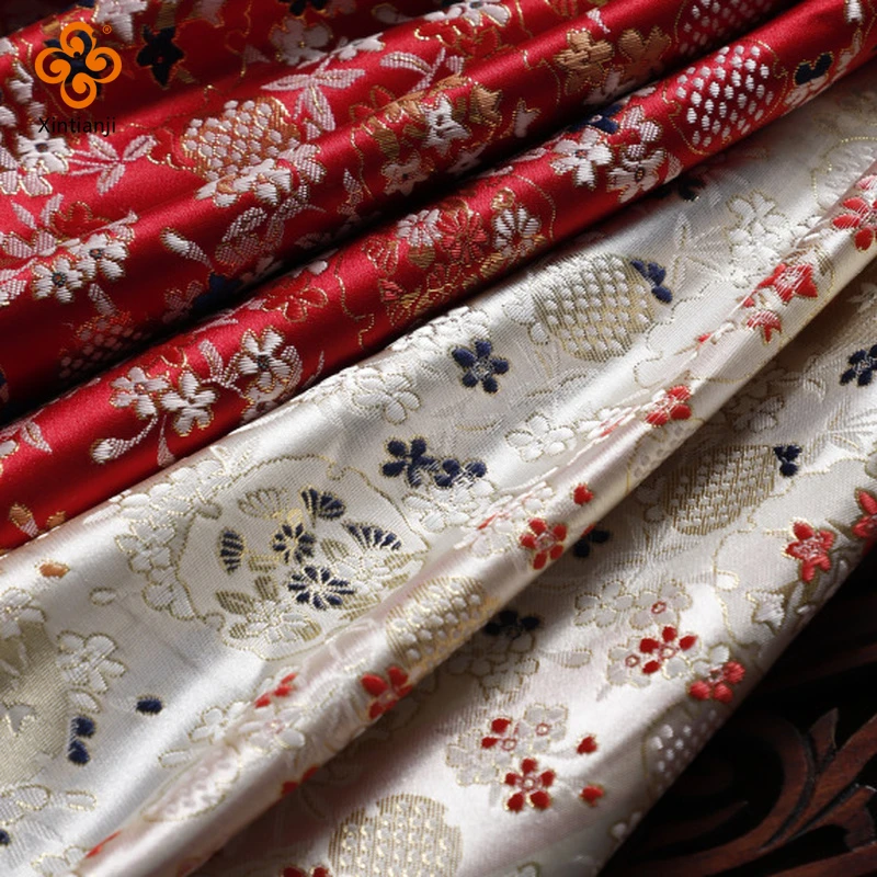 Tela de brocado Jacquard Floral pequeña de estilo japonés, Cheongsam ...