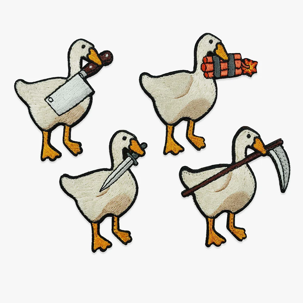 Cartoon Big Goose Biting Knife Embroidery Patches on Clothes Military ...