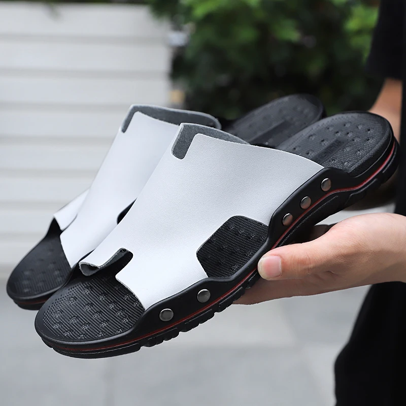 Fashion-Leather-Slippers-for-Men-Luxury-Leather-Sandals-Summer-Casual ...