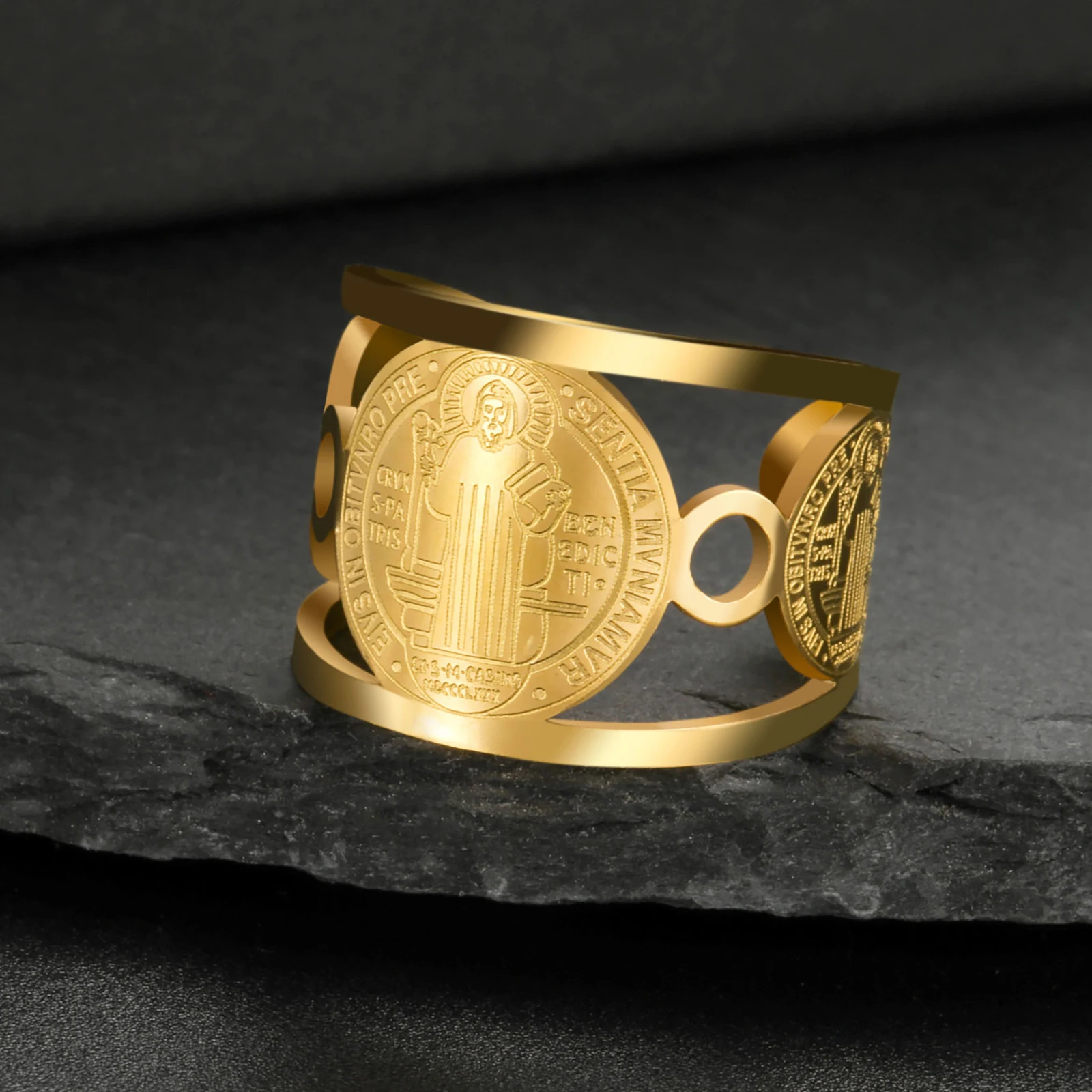 Skyrim-Saint-Benedict-of-Nursia-Ring-Stainless-Steel-Gold-Color-Finger-Ring-Holy-Christian ...