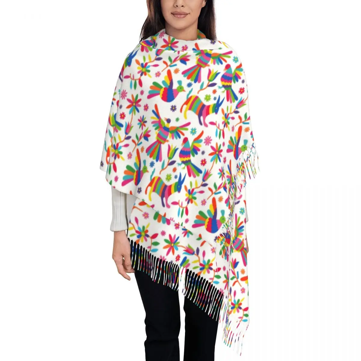 Otomi-bufanda-de-textura-folcl-rica-con-estampado-personalizado-para ...