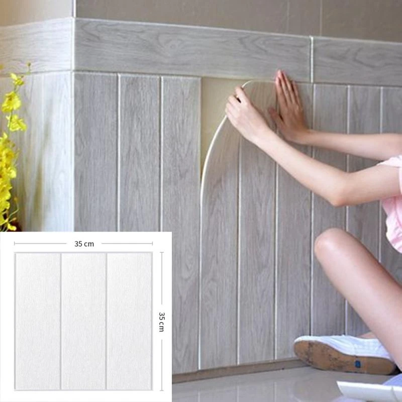 3d Self-adhesive Wall Sticker Wood Grain Stickers Waterproof Kitchen ...