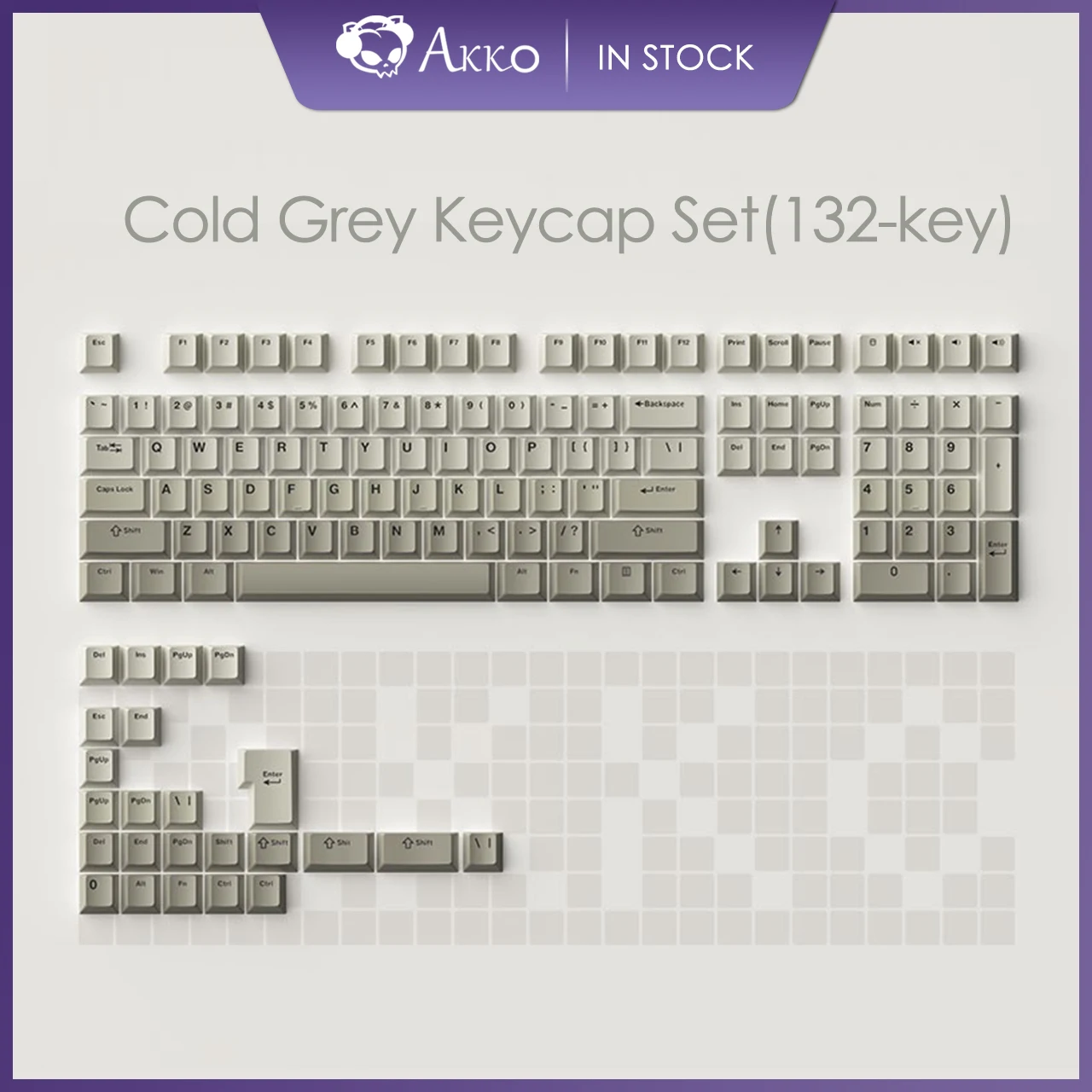 Akko-Warm-Grey-Keycaps-Set-132-key-Cherry-Profile-Keycap-Set-PBT-Double ...