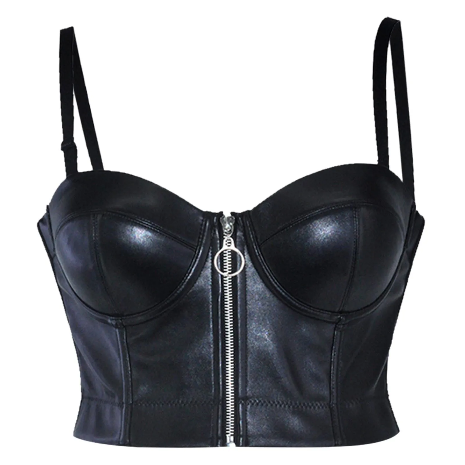 Black-PU-Leather-Bras-For-Women-Sexy-Push-Up-Bra-Gothic-Lingerie ...
