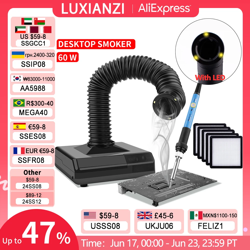 LUXIANZI-Fume-Extractor-Smoking-Instrument-With-LED-Light-220v ...