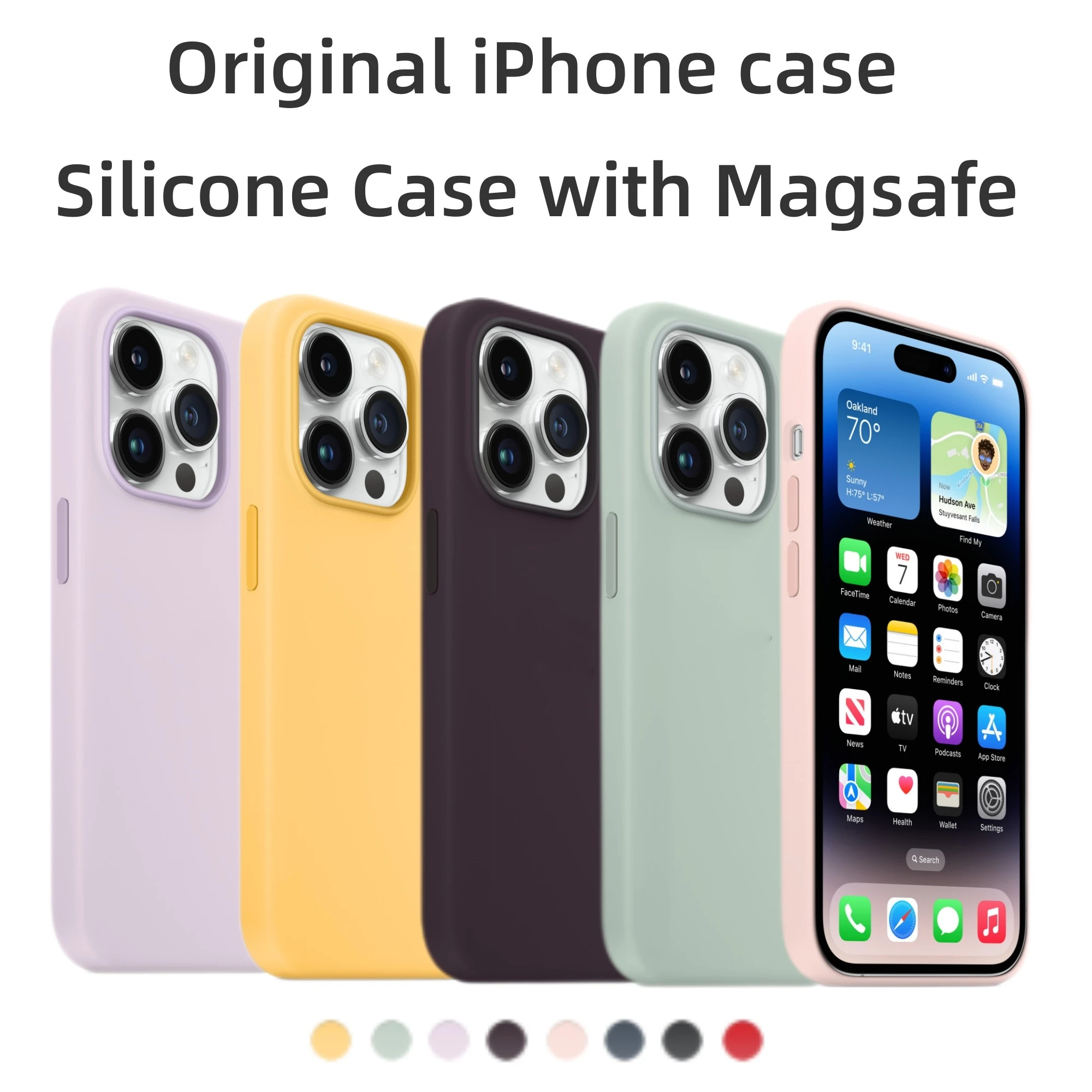 Original Magnetic Apple Case Magsafe Liquid Silicone For Iphone 14 Pro ...
