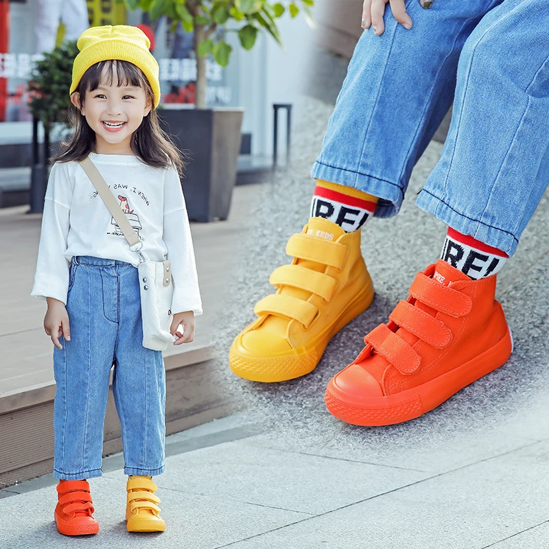 New Breathable Children Canvas Shoes Girls Sneakers Boys Shoes High Top ...
