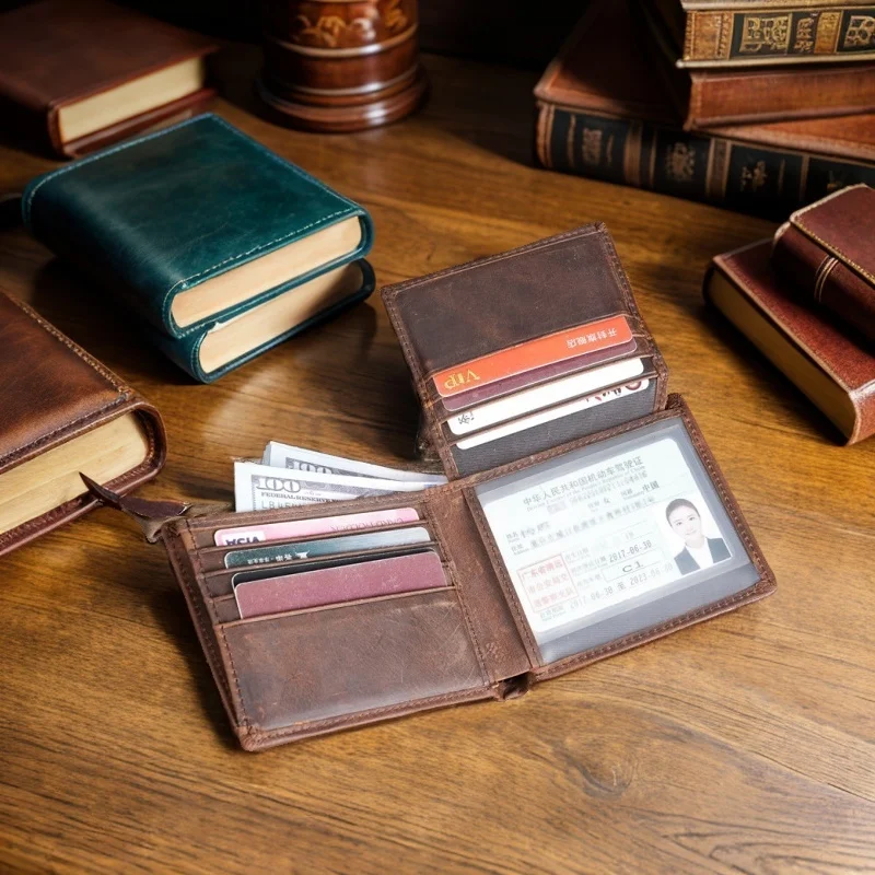Genuine-Leather-Men-Slim-Bifold-Wallets-Vintage-Man-Rfid-Wallet-with ...