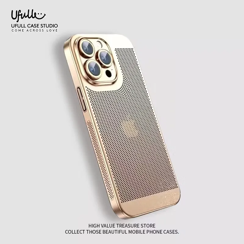 Electroplated-Border-Honeycomb-Mesh-Shell-Phone-Case-For-Iphone-11-12 ...
