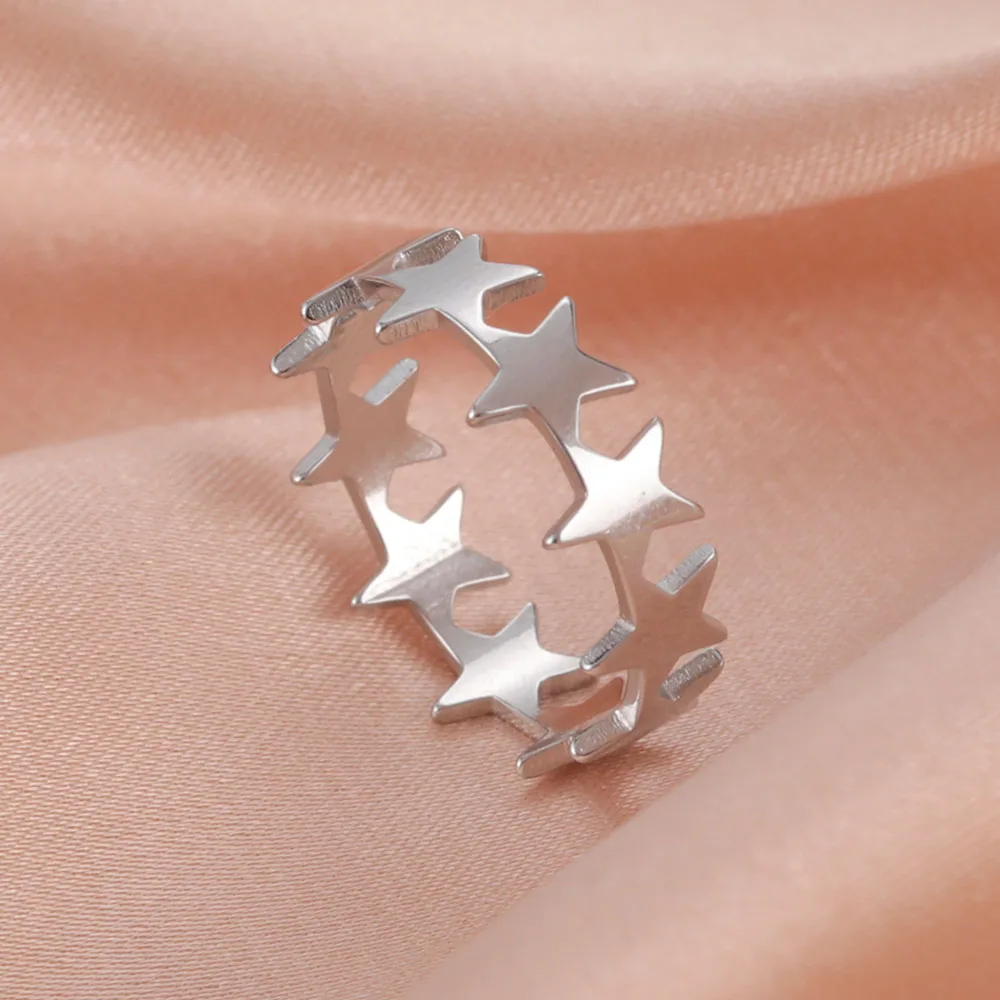 Anillos de estrella COOLTIME para mujer, anillo de pareja de acero ...