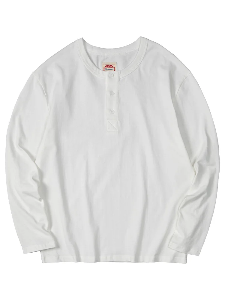 2026 Spring New American Retro 280g Long Sleeve Henry Collar Basic T ...