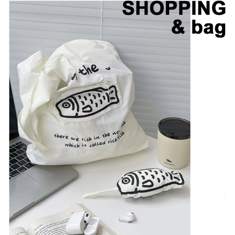 Bolso-de-mano-port-til-plegable-bolsa-creativa-con-forma-de-pez-gran ...