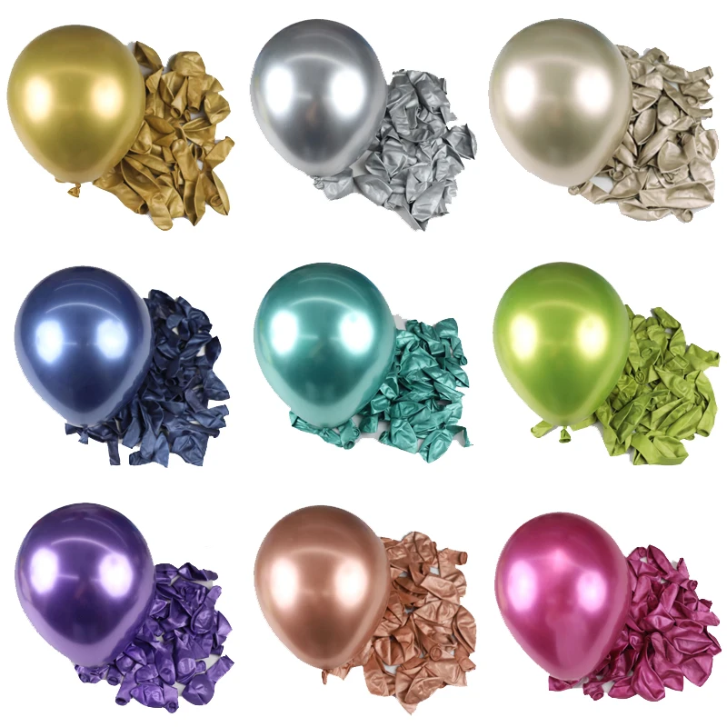 30/20/10Pcs Metal Balloons Chrome Gold Silver Metallic Latex Balloons ...