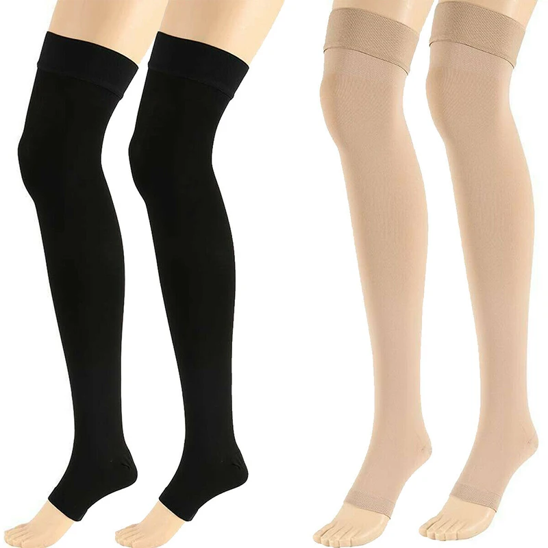 Compression-Stockings-Open-Toe-Knee-Socks-Varicose-Veins-Treat-Shaping ...