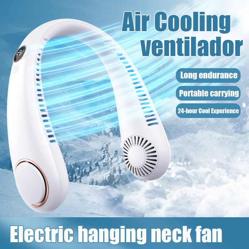 Portable-Hanging-Neck-Fan-Digital-Display-Power-ventilador-Bladeless ...