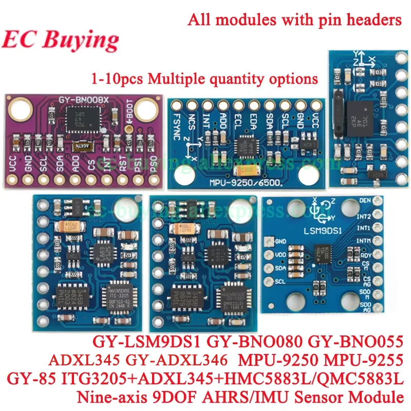 1-10Pcs LSM9DS1 GY-BNO080 BNO055 9 Nine-axis IMU Electronic Compass ...