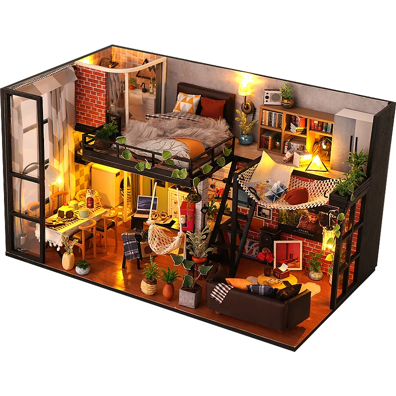 DIY Casa Wooden Miniature Building Kit Doll Houses with Furniture ...