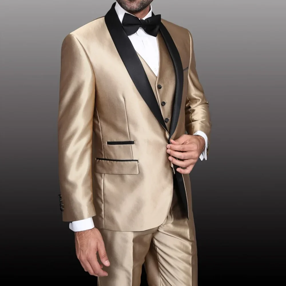 Fashion-New-Men-Suits-Chic-Shawl-Lapel-One-Button-Champagne-Satin-Male ...