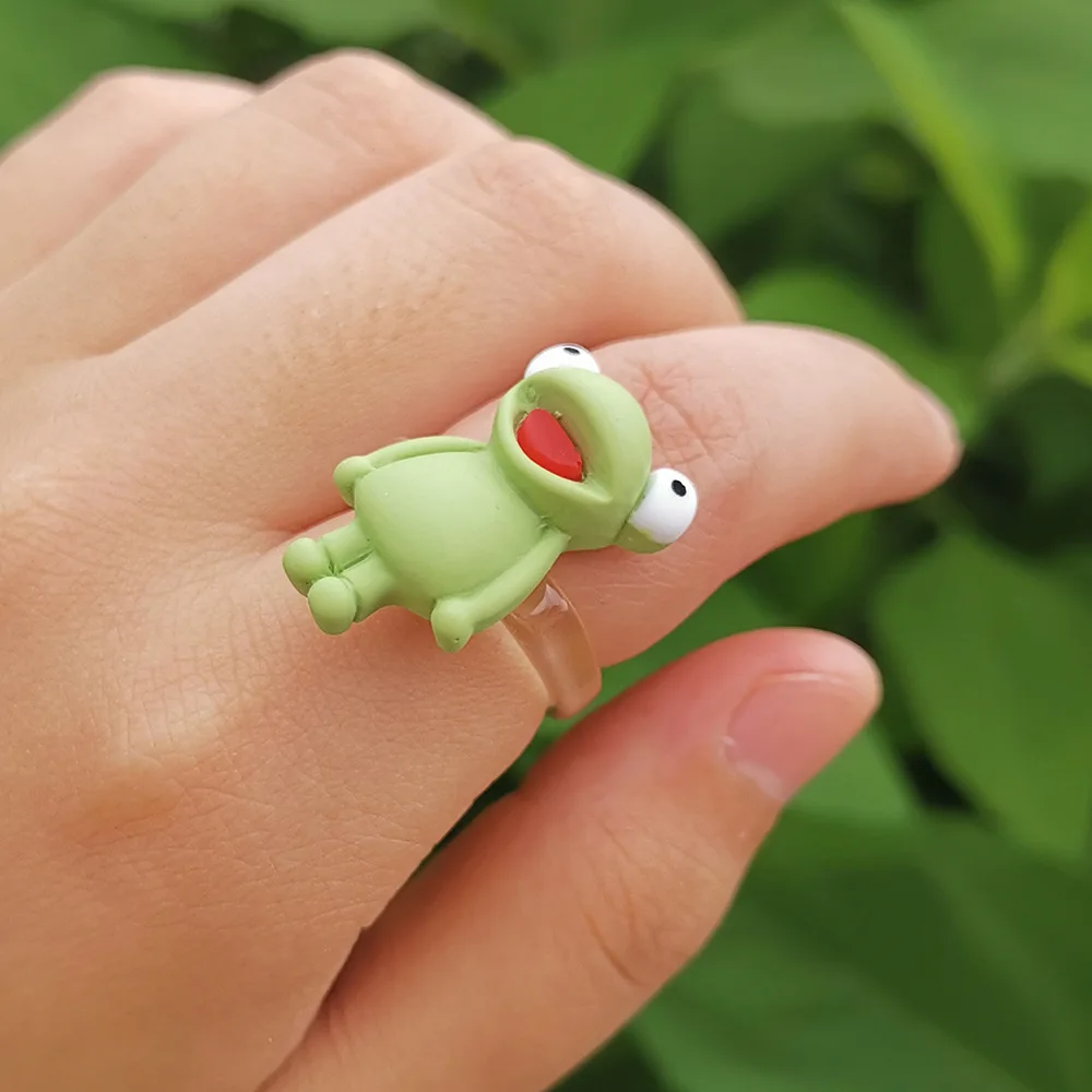 Colorful Resin Cartoon Frog Shaped Creative Rings - Frog-ring.com