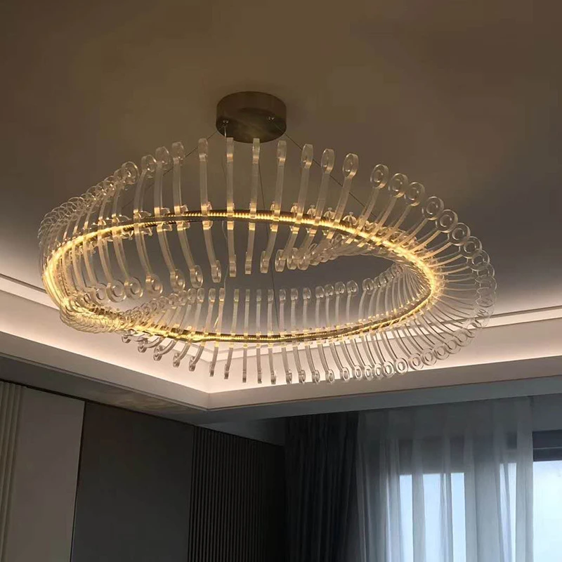 Modern Design Golden Round Ceiling Chandeliers For Bedroom Dining Art ...
