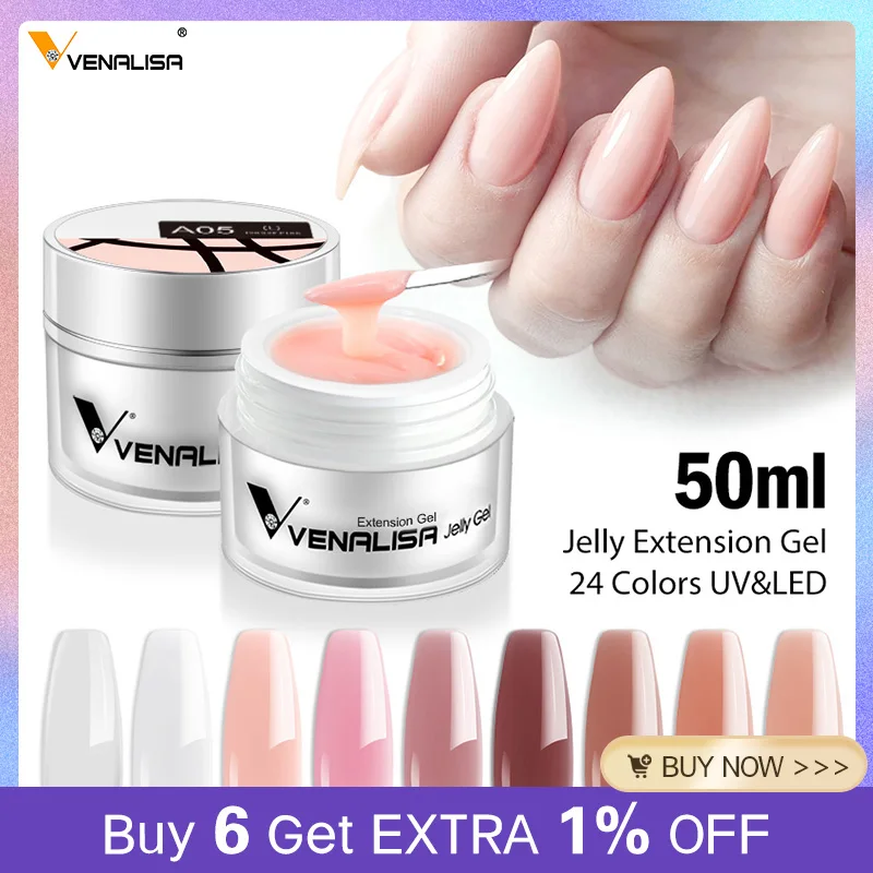 하드 젤리 네일 익스텐션 젤 50ml 네일 빌더 아트 프랑스 네일 껌 Venalisa 투명 내추럴 컬러 유리 섬유