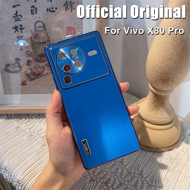 Luxury Brushed Metal Phone Case For Vivo X80 Pro Soft Bumper Full Lens ...