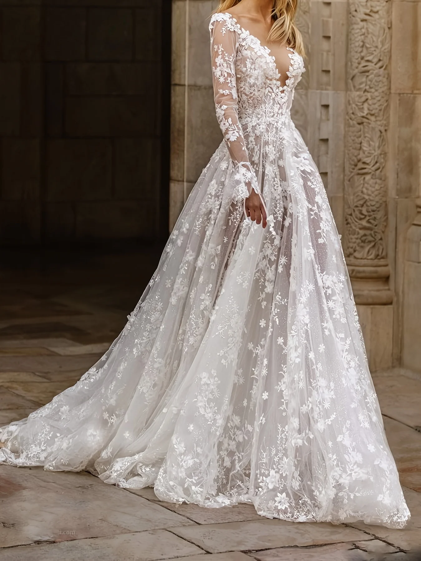 Sexy-Bride-Robe-Lace-White-Backless-Wedding-Evening-Dress-Elegant-Low ...